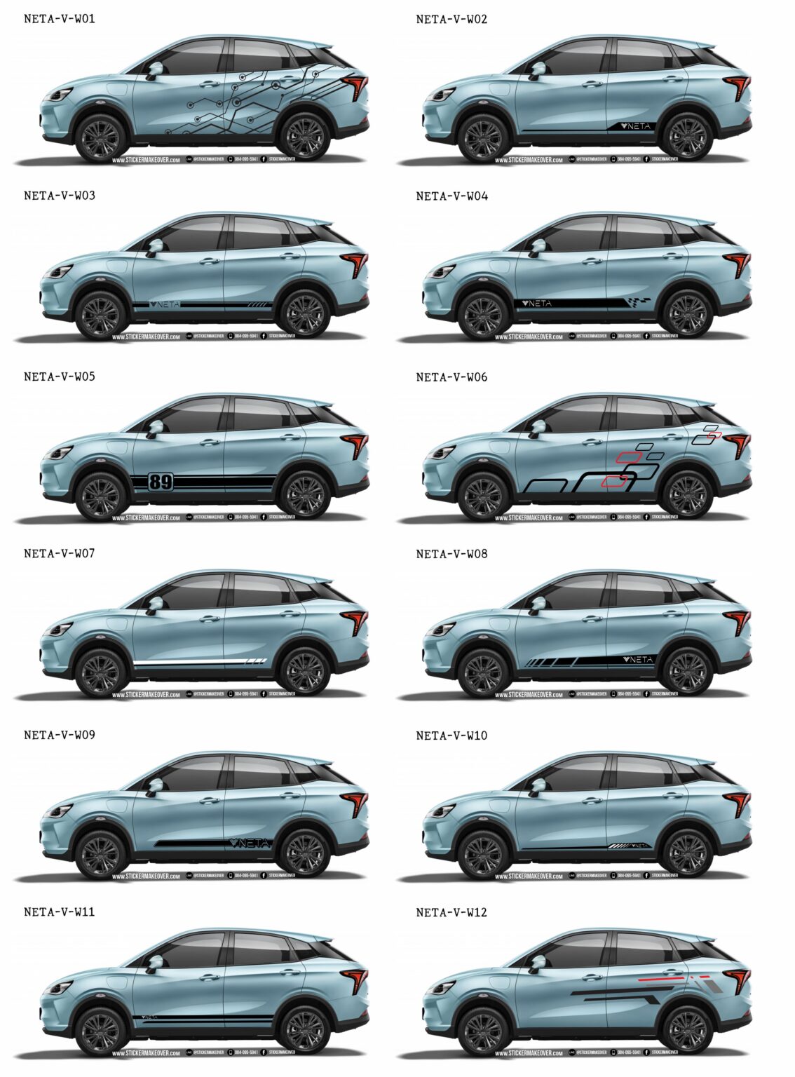 สติกเกอร์แต่งรถ NETA V หลังคาดำ NETA V – StickerMakeover