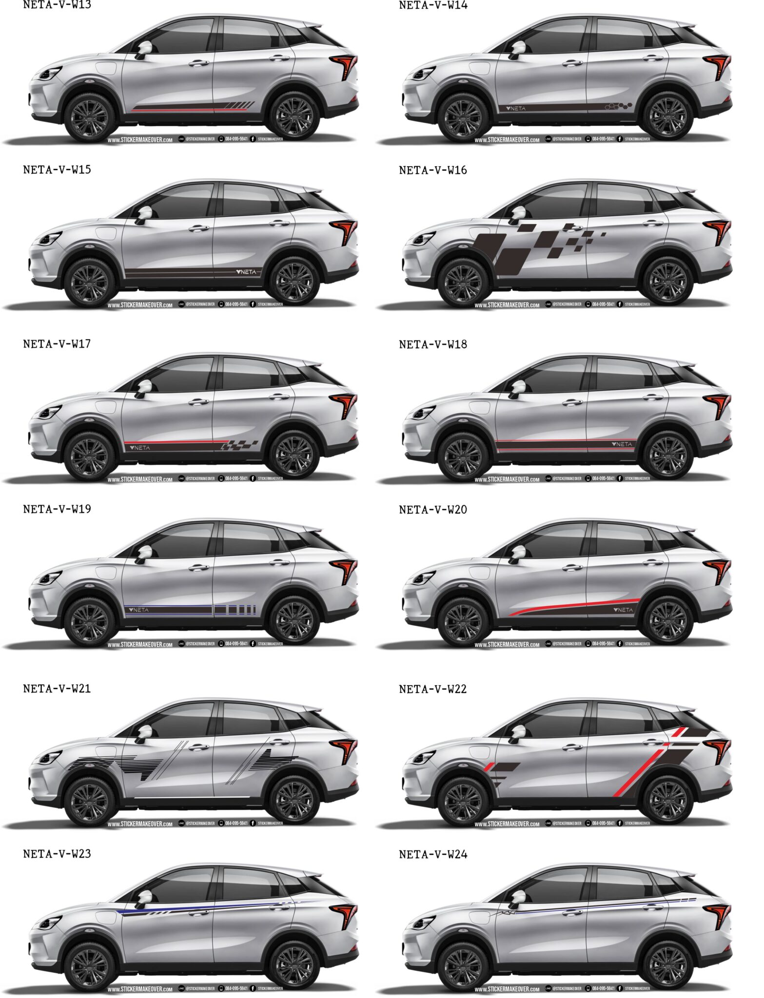 สติกเกอร์แต่งรถ NETA V หลังคาดำ NETA V – StickerMakeover